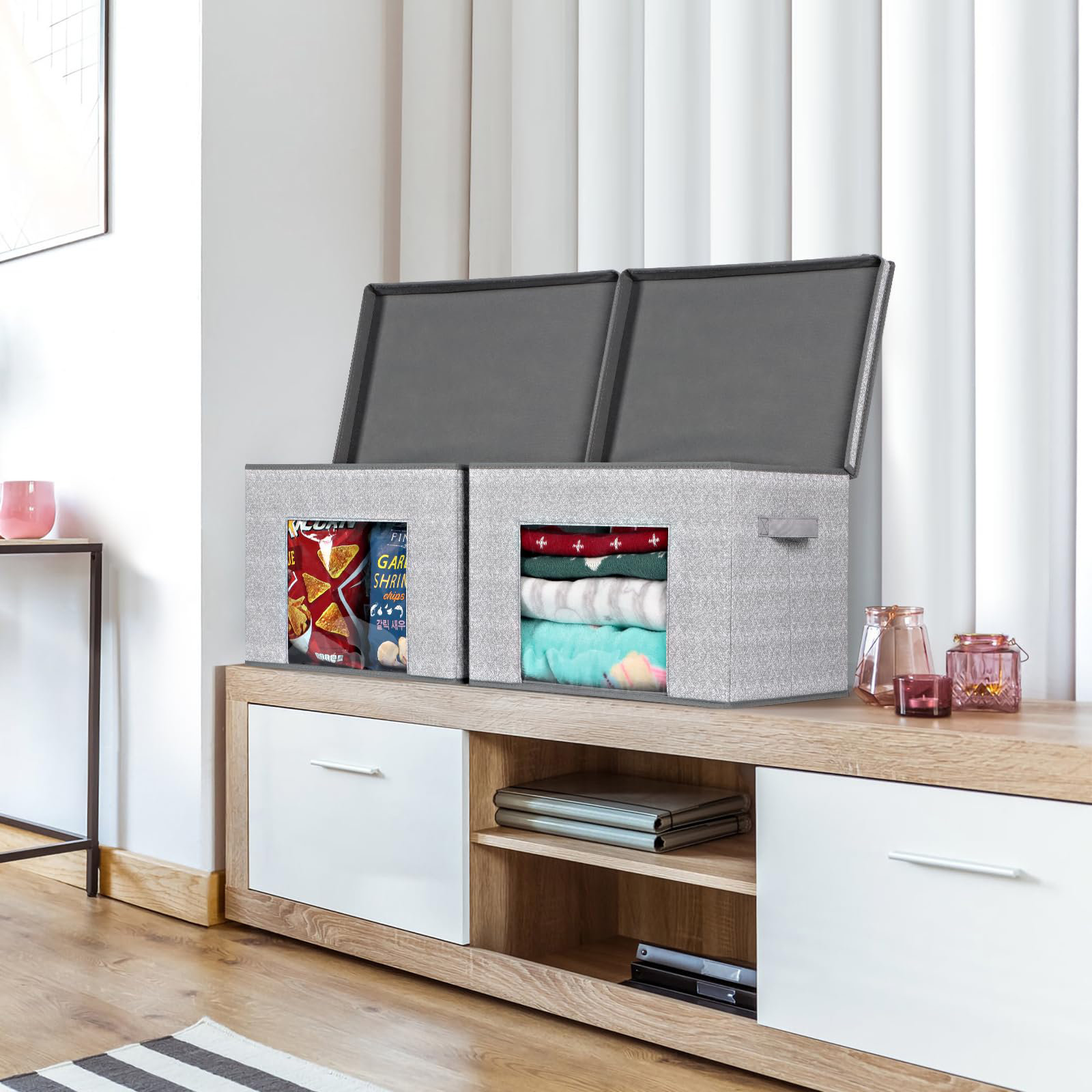 Rebrilliant Foldable Fabric Storage Boxes Large Storage Bins With Lids ...